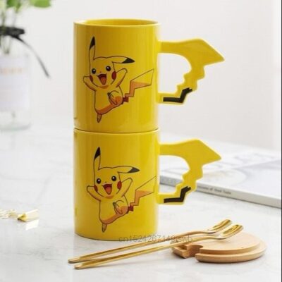 Pikachu Mugs 300 ML With Handle Lid Spoon [Free Shipping]